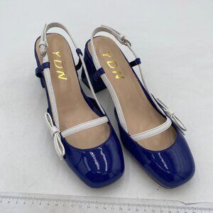YDN | Shoes | Ydn Royal Blue Adorable Round Toe Slingback Chunky High ...
